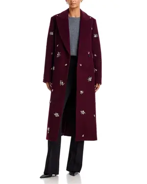 Simkhai Gianni Rhinestone Embellished Coat - Oxblood