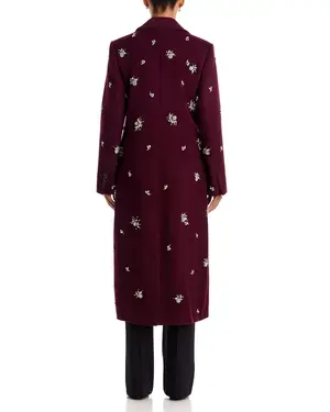 Simkhai Gianni Rhinestone Embellished Coat - Oxblood
