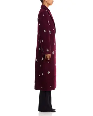 Simkhai Gianni Rhinestone Embellished Coat - Oxblood
