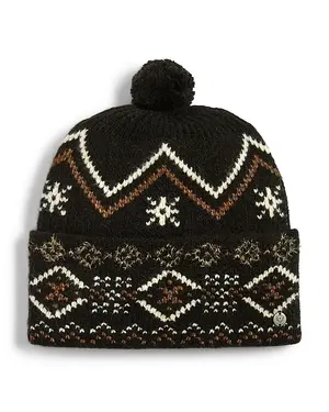 V. Fraas Fair Isle Metallic Pom-pom Beanie Exclusive - Black