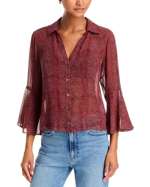 Paige Jasmeet Silk Bell Sleeve Blouse