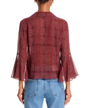 Paige Jasmeet Silk Bell Sleeve Blouse