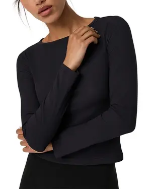 Vuori Pose Subtle Ribbed Long Sleeve Top - Solid Black