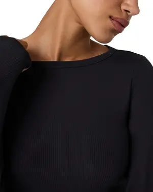 Vuori Pose Subtle Ribbed Long Sleeve Top - Solid Black
