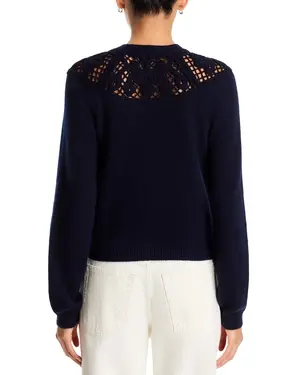 FRAME Wool & Cashmere Gathered Lace Sweater