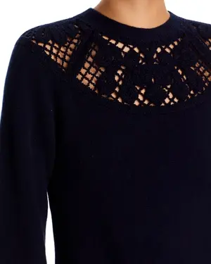FRAME Wool & Cashmere Gathered Lace Sweater