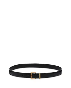 FRAME Petite Square Buckle Leather Belt - Black
