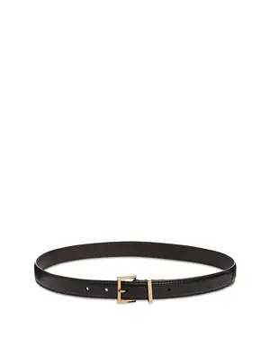 FRAME Petite Square Buckle Leather Belt - Dark Brown