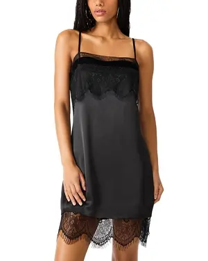Steve Madden Keyton Lace Trim Bodycon Dress - Black