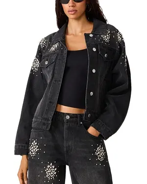 Steve Madden Clarke Cotton Blend Embellished Jacket