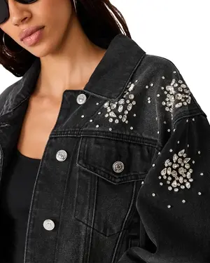 Steve Madden Clarke Cotton Blend Embellished Jacket