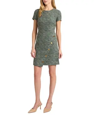 Santorelli Loni Short Sleeve A-line Dress In Luxury Tweed