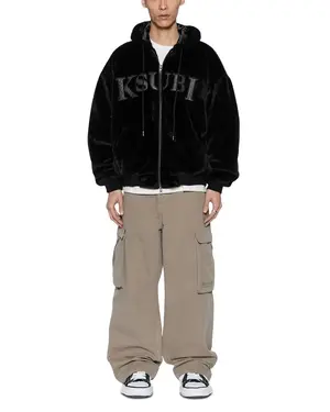 Ksubi Walkout Faux Fur Hood Logo Drawstring Jacket