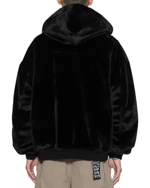 Ksubi Walkout Faux Fur Hood Logo Drawstring Jacket