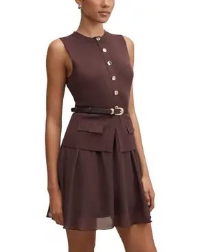 EVER NEW Belle Woven Mix Mini Dress
