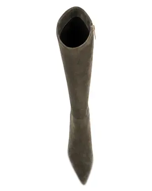 L'Agence Baxter Pointed Suede Boots - Olive Suede