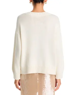 L'Agence Paxton Cotton V-neck Sweater - Ivory