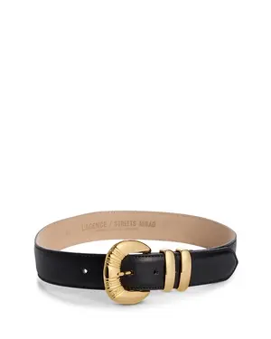 L'Agence Yarros Western Leather Belt - Black