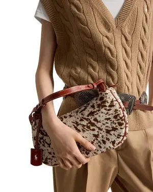 Polo Ralph Lauren Polo Play Calf Hair Shoulder Bag - Spotted Brown