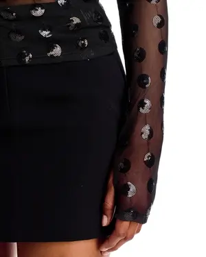 AFRM Kaylee Sequin Dot Long Sleeve Top - Noir