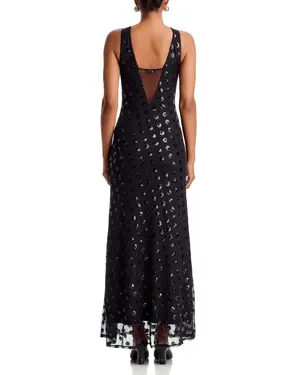 AFRM Berto Sequin Dot Mesh Maxi Dress