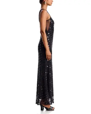AFRM Berto Sequin Dot Mesh Maxi Dress