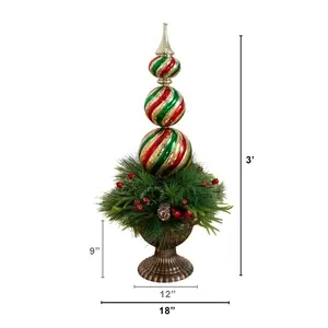 NEARLY NATURAL 3' Pre Lit Artificial Mixed Pine Topiary Tree