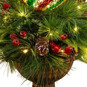 NEARLY NATURAL 3' Pre Lit Artificial Mixed Pine Topiary Tree