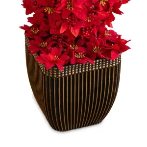 NEARLY NATURAL 31' Pre Lit Artificial Poinsettia Triple Ball Topiary Tree