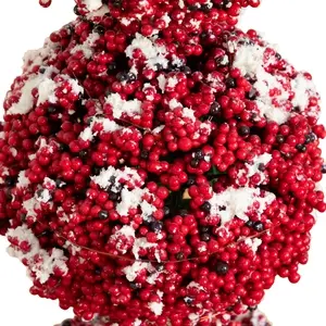 NEARLY NATURAL 31' Pre Lit Artificial Snowed Holly Berry Triple Ball Topiary Tree