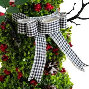 NEARLY NATURAL 42 Pre Lit Artificial Christmas Boxwood Snowman Topiary Tree