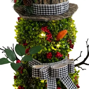 NEARLY NATURAL 42 Pre Lit Artificial Christmas Boxwood Snowman Topiary Tree