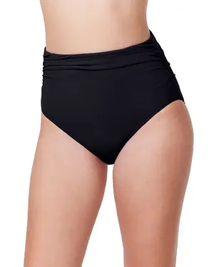 GOTTEX Tutti Frutti Shirred High Waist Bikini Bottom - Black