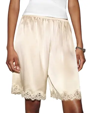 REFORMATION Clara Silk Bermuda Shorts - Almond
