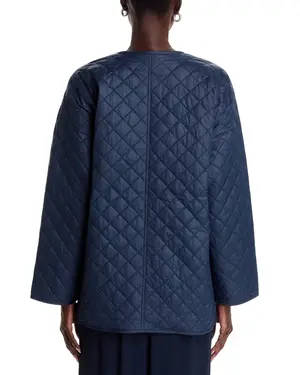 Eileen Fisher Nylon Round Neck Quilted Short Coat