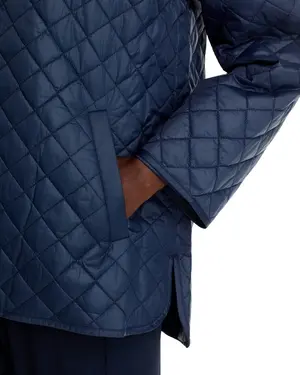 Eileen Fisher Nylon Round Neck Quilted Short Coat