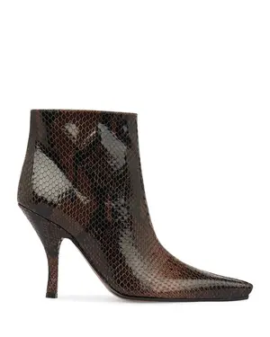 Paris Texas Rose Snake Embossed Ankle Booties