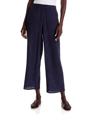 Eileen Fisher Plisse Wide Leg Ankle Pants