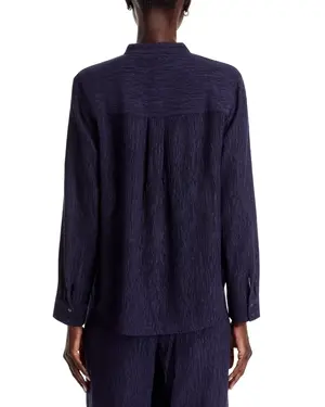 Eileen Fisher Plisse Mandarin Collar Shirt