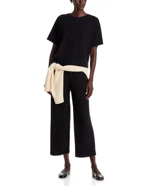 Eileen Fisher Cotton Knit Straight Ankle Pants