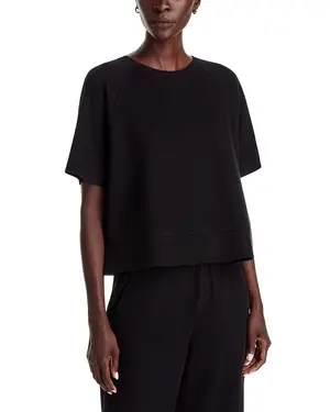 Eileen Fisher Cotton Crewneck Short Sleeve Tee - Black