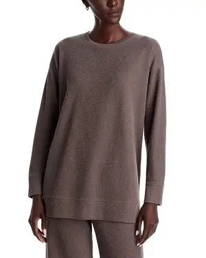 Eileen Fisher Cotton Crewneck Long Sleeve Tunic - Rye