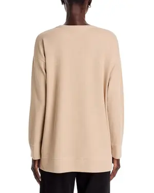 Eileen Fisher Cotton Crewneck Long Sleeve Tunic - Wheat