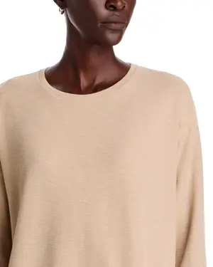 Eileen Fisher Cotton Crewneck Long Sleeve Tunic - Wheat