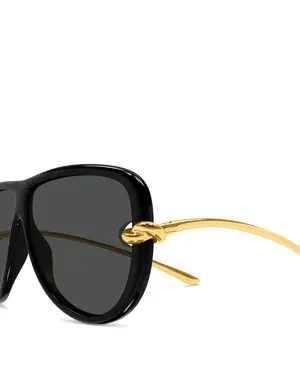 Bottega Veneta Knot Pilot Sunglasses, 61mm - Black
