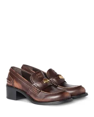 Miu Miu Deco Penny Loafers - Ebano