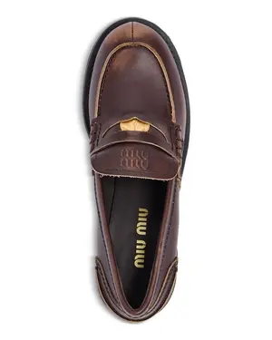 Miu Miu Deco Penny Loafers - Ebano