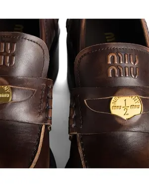 Miu Miu Deco Penny Loafers - Ebano