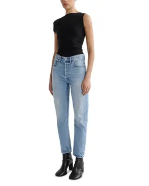 AGOLDE Riley High Rise Straight Crop Jeans In Steam