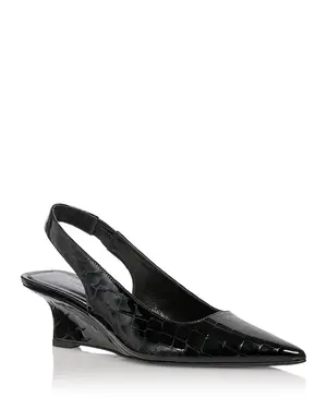 STUART WEITZMAN Vinnie 50 Wedge Pumps - Black Croc